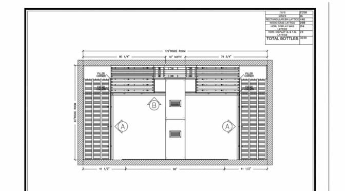 wine cellar drawing wooden racks 3-dimensional drawing | Los Angeles ...