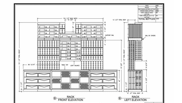 wine cellar wooden racks 3d drawing | Los Angeles Custom Wine Cellars
